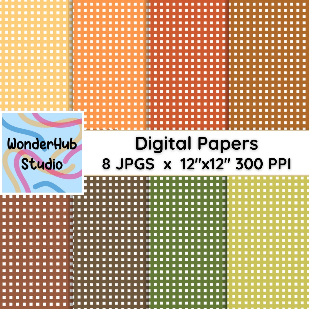 Plaid Digital Paper Pack: Harvest Fall Colors Scrapbook Patterns ...