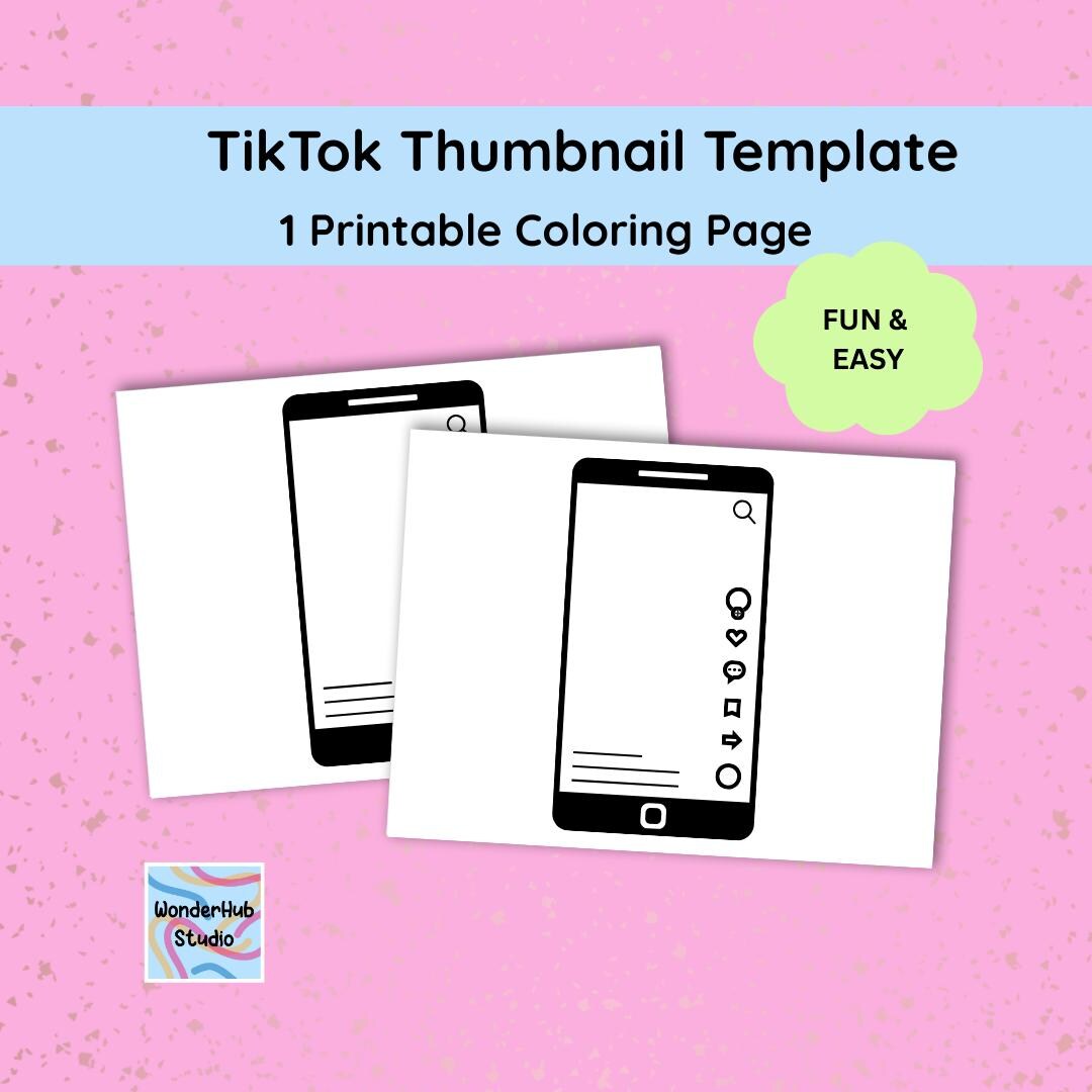 Tiktok Thumbnail Coloring Page: Art Template (digital Download) - Etsy