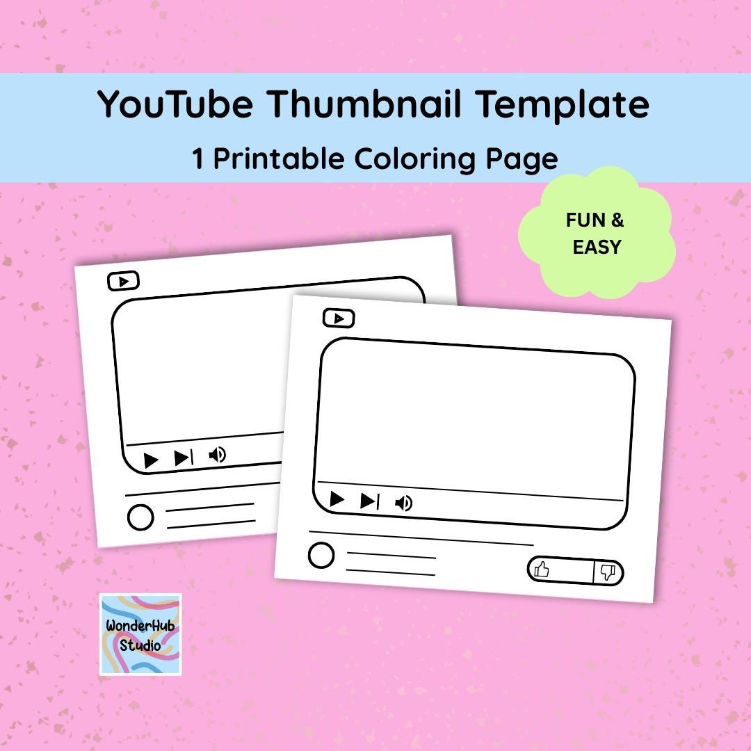 Youtube Thumbnail Coloring Page: Art Template (digital Download) - Etsy