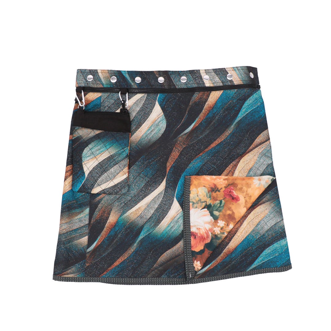 Marina Wave Skirt – Reversible Medium Wrap Skirt Adjustable Snap Skirt ...