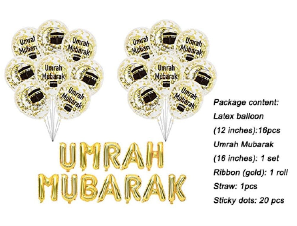 New Umrah Mubarak Balloon Set Islamic Religious Celebration Foil Latex ...