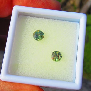 Green Demantoid Garnets, Excellent Quality Matched Pair Round. 1.35 ...