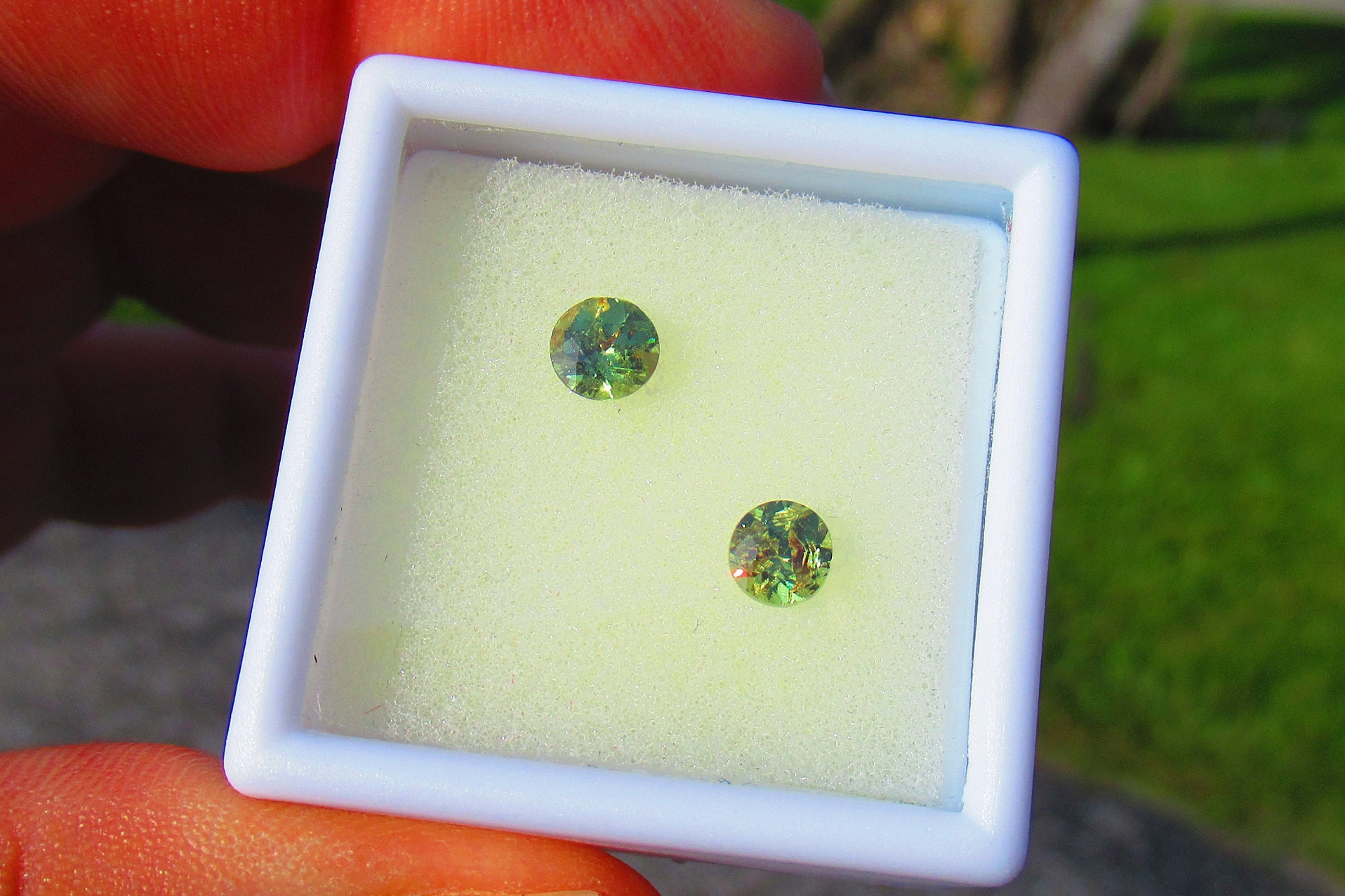 Green Demantoid Garnets, Excellent Quality Matched Pair Round. 1.35 ...