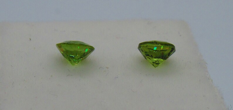 Green Demantoid Garnets, Excellent Quality Matched Pair Round. 1.35 ...