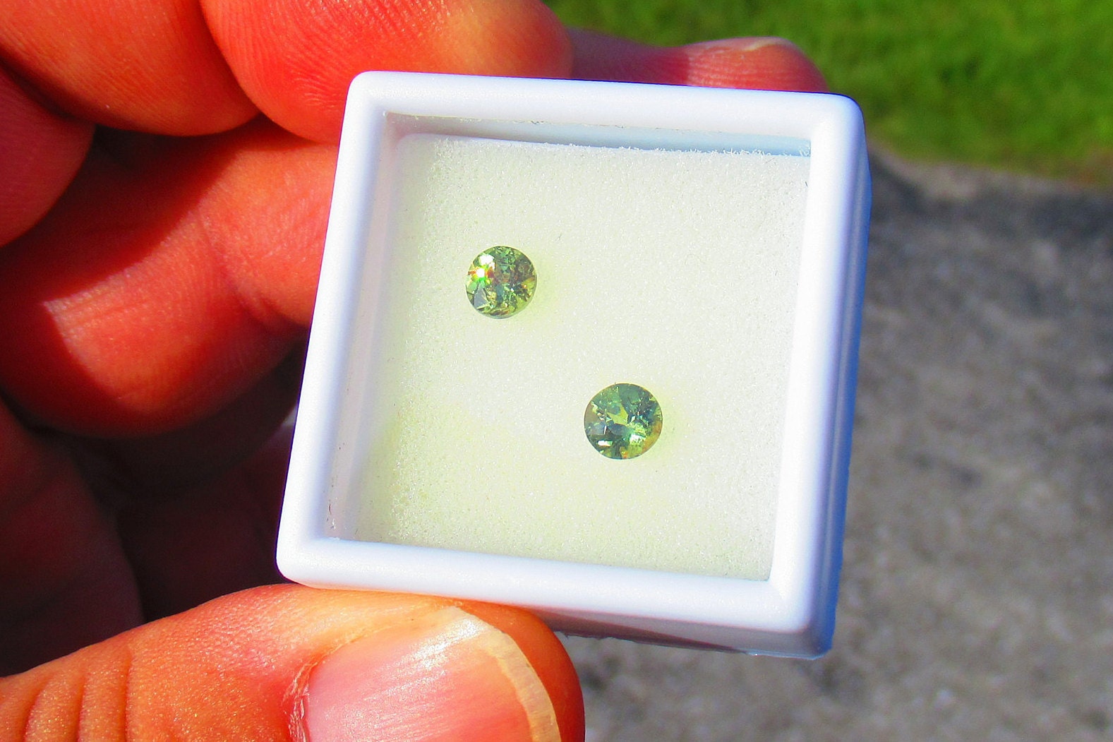 Green Demantoid Garnets, Excellent Quality Matched Pair Round. 1.35 ...