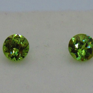 Green Demantoid Garnets, Excellent Quality Matched Pair Round. 1.35 ...