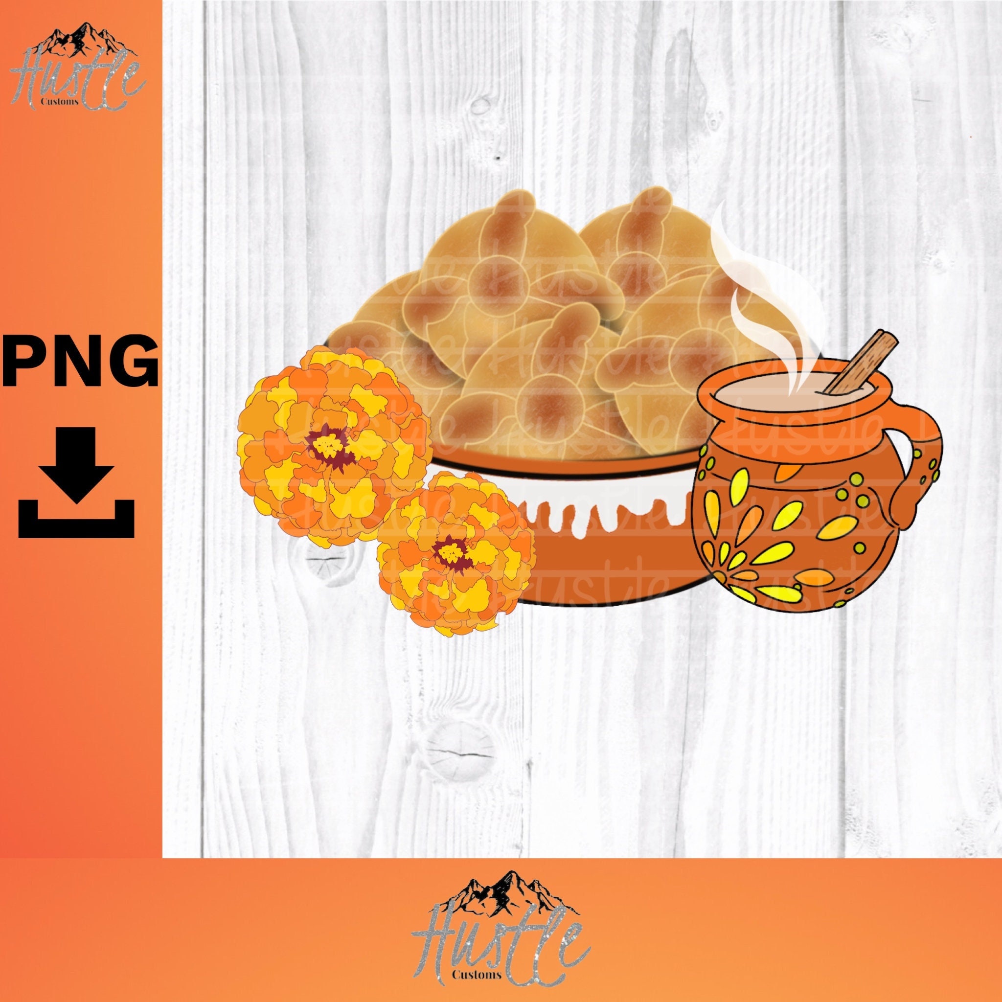 Cozy Day of Dead Pan De Muerto Champurrado Marigold PNG - Etsy