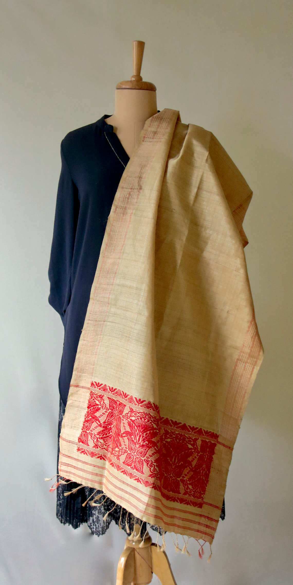 Handloom Traditional Muga Silk Shawl / Gamucha From Assam , India - Etsy