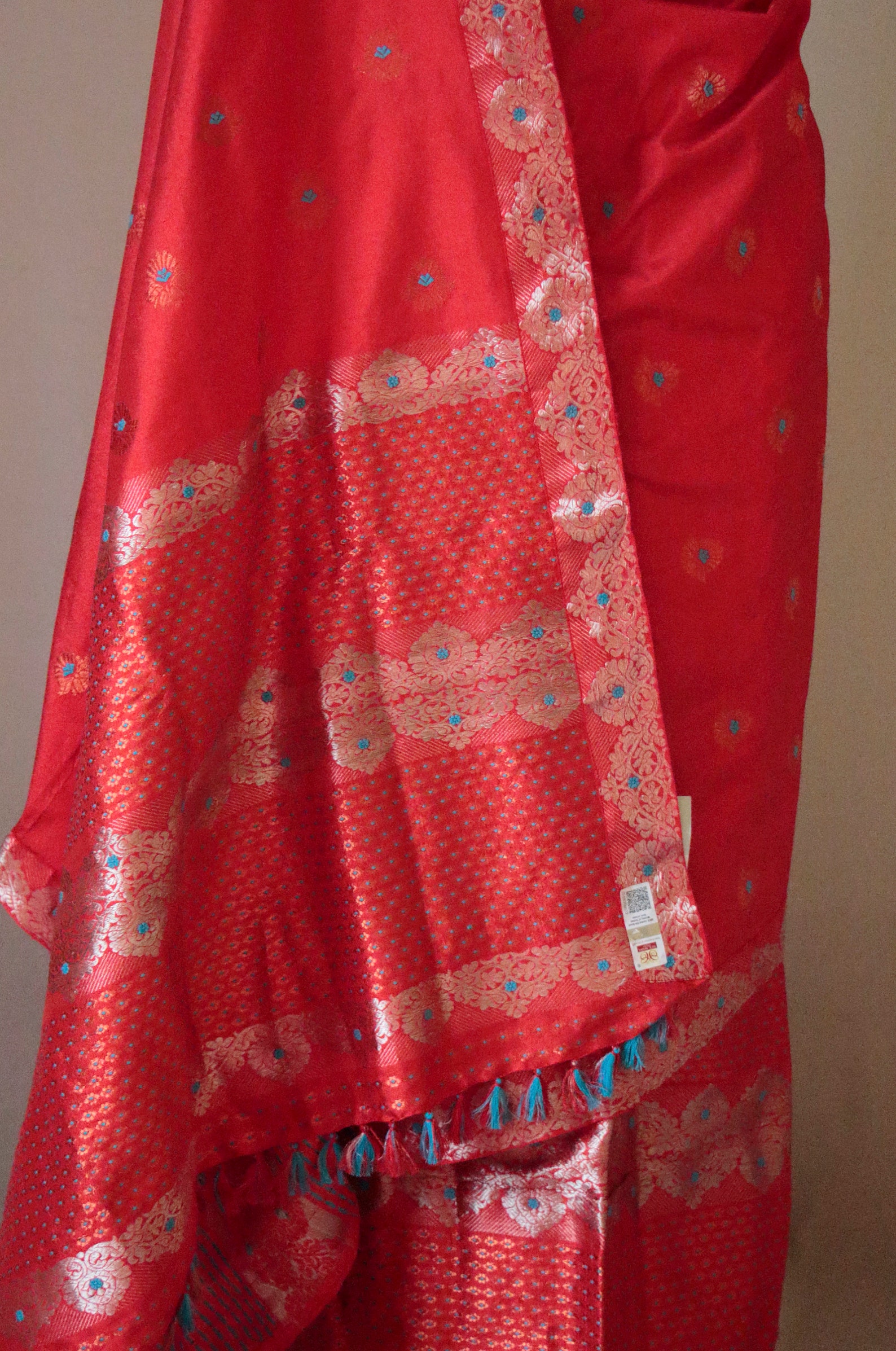 Crimson Red Traditional Pure Silk Mekhela Chador Set From Assam , India ...