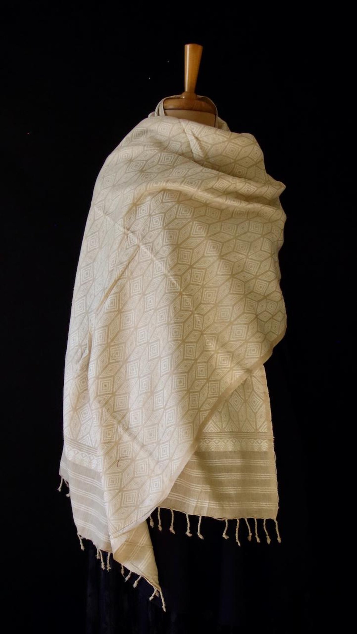 Eri Silk Handwoven Shawl With All Over Motifs From Assam , India - Etsy