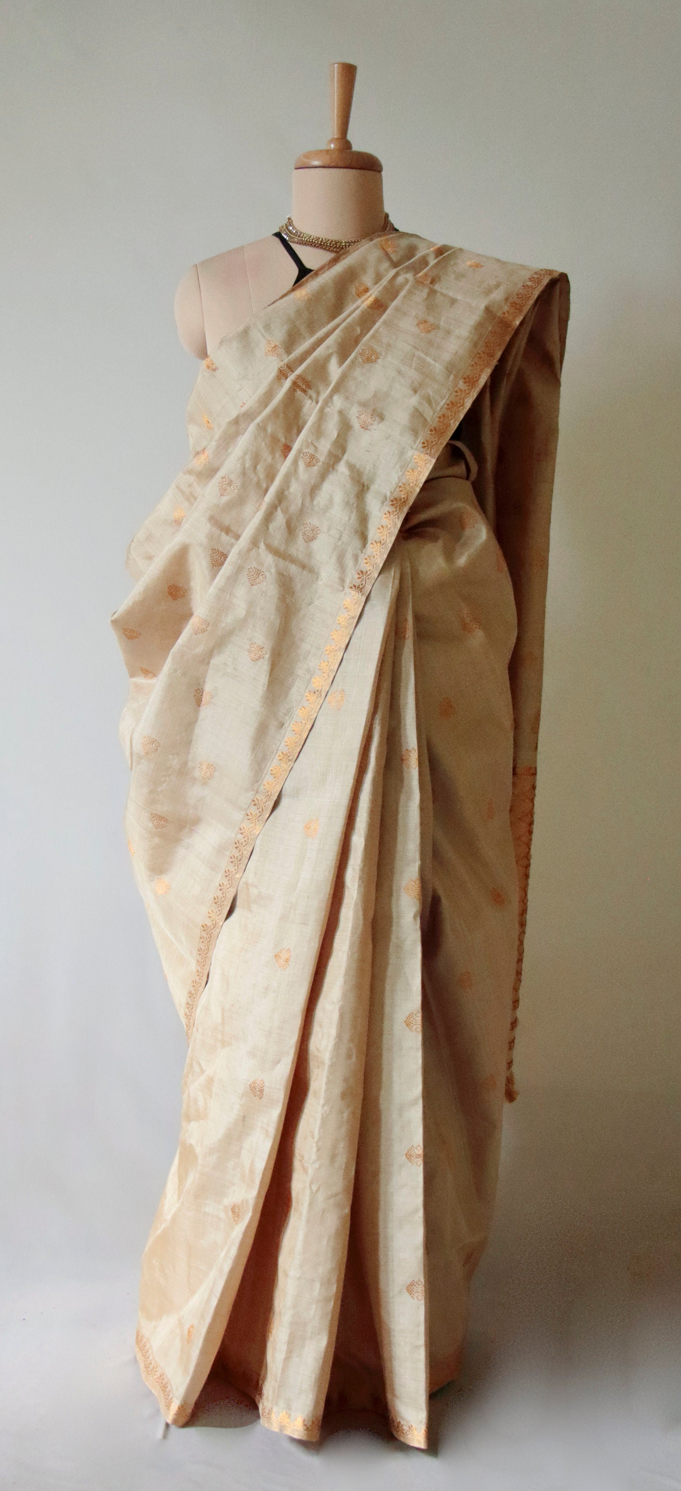 Handloom Authentic Muga Silk Sari With Golden Zari From Assam , India ...