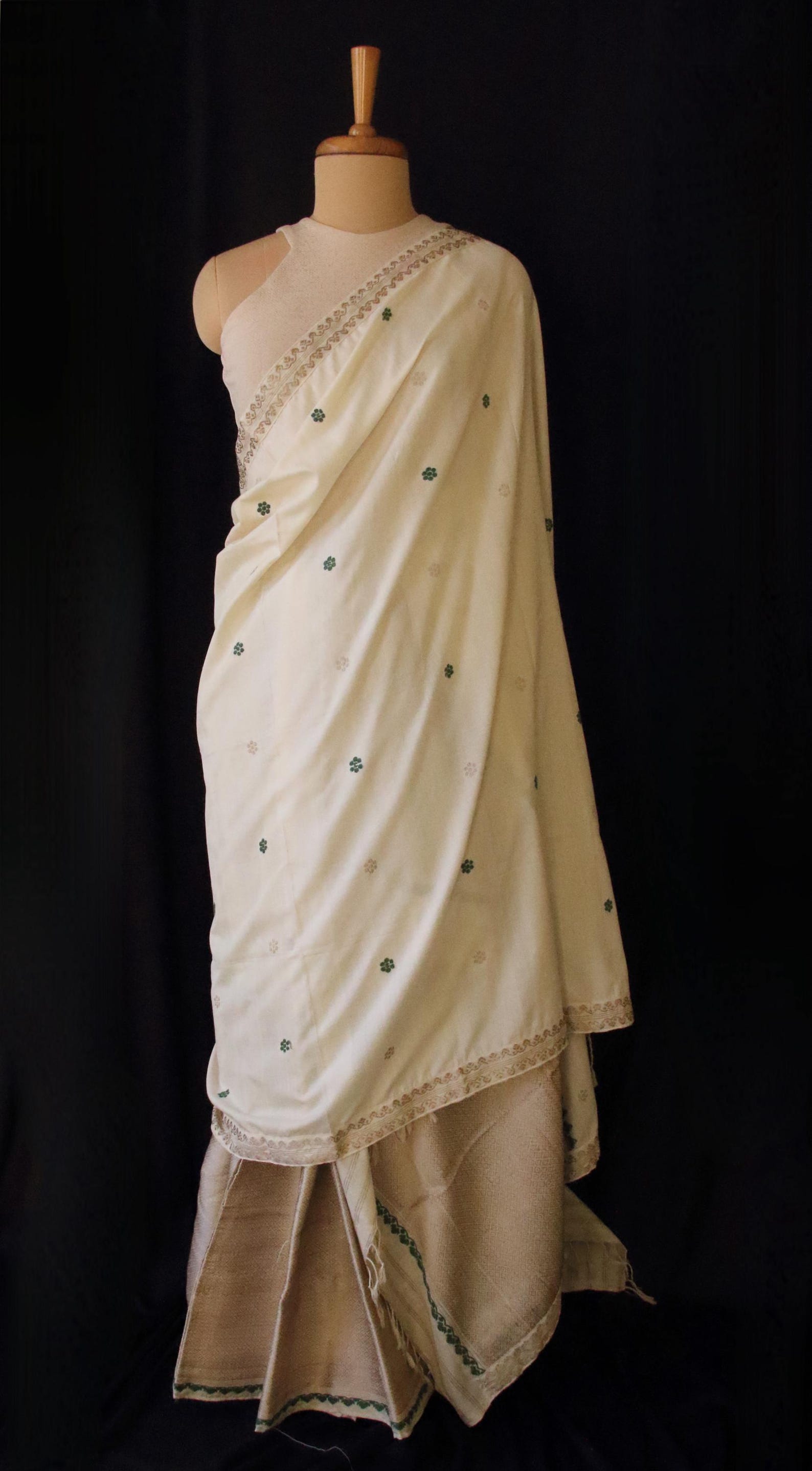 Natural off White Eri Silk Traditional Mekhela Chador Set From Assam ...