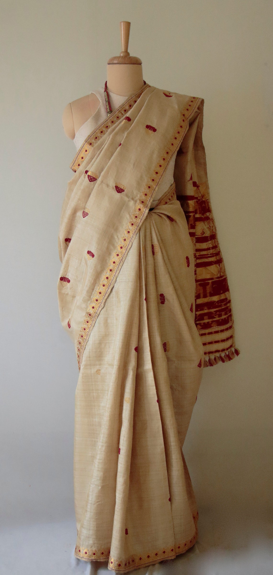 Handloom Traditional Design Muga Silk Saree From Assam , India - Etsy