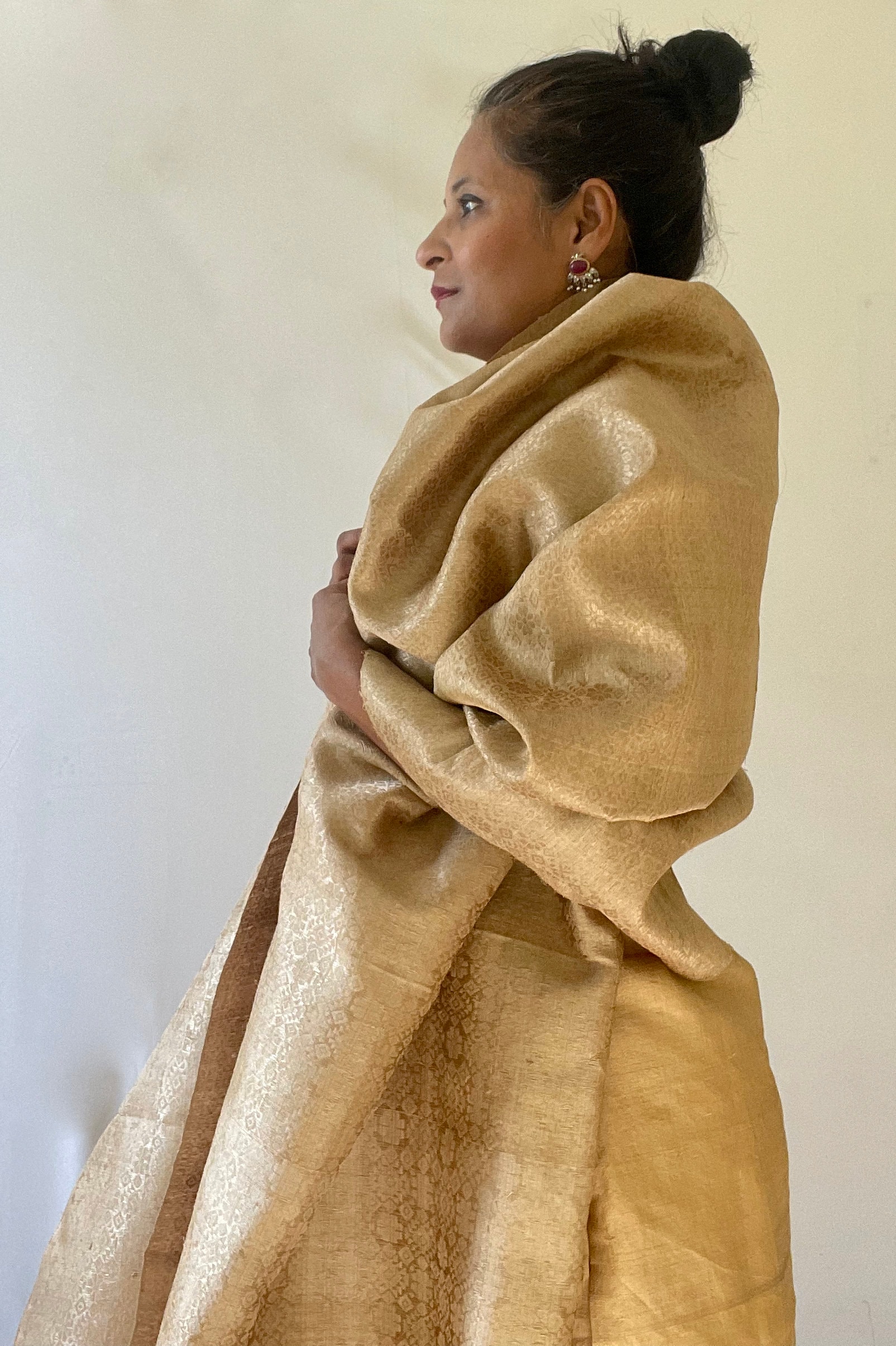 Handwoven Muga Silk Shawl, Traditional Assam Motifs - Etsy