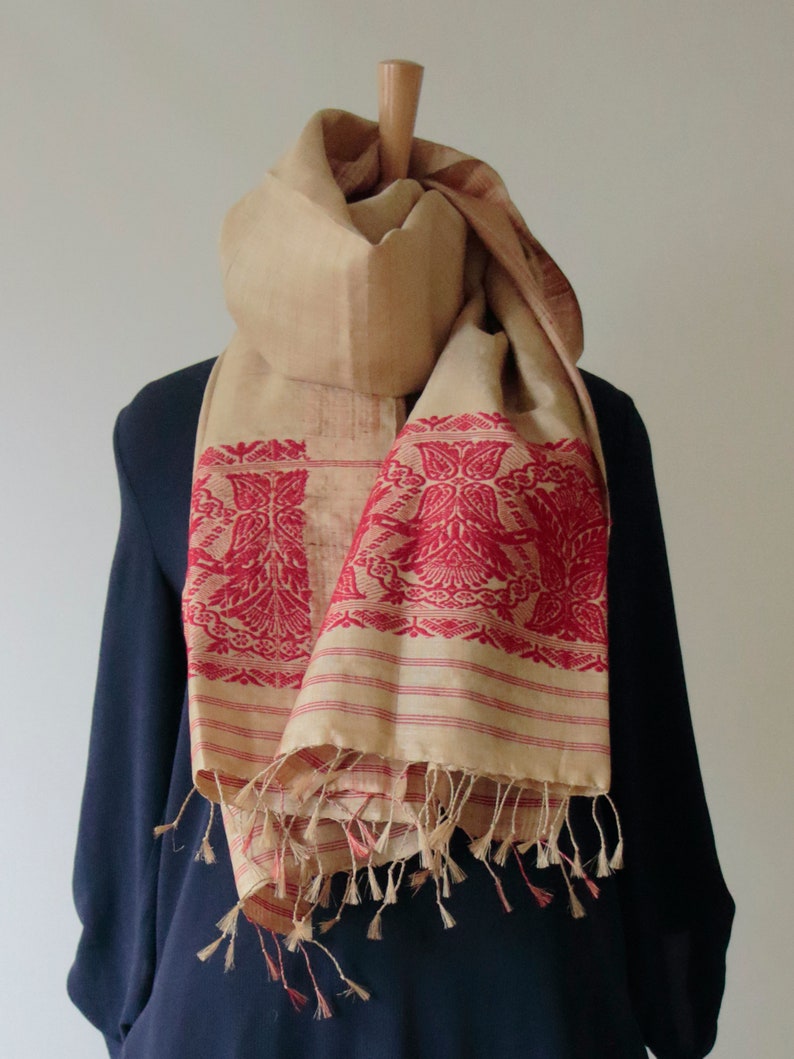 Handloom Traditional Muga Silk Shawl / Gamucha From Assam , India - Etsy