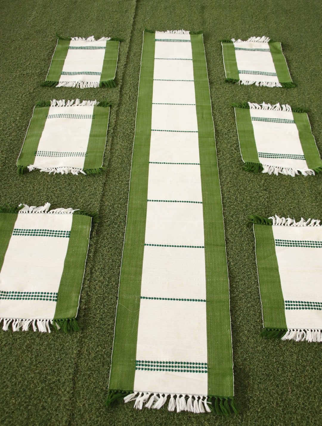 Hand Woven Table Runner and Mat Set - Etsy