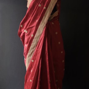 Deep Maroon Handloom Silk Saree From Assam , India - Etsy