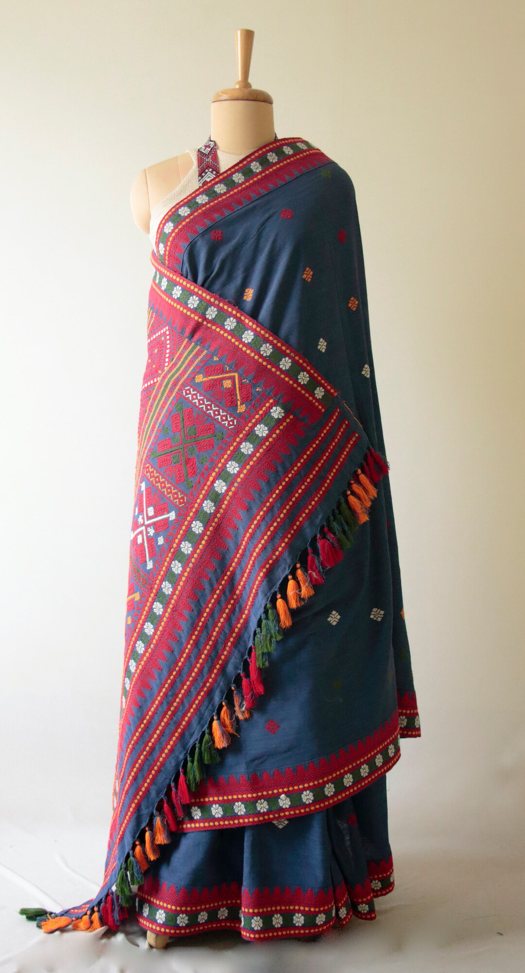 Buy Blue Handloom Eri Silk / Ahimsa Silk Sari From Assam India Online ...