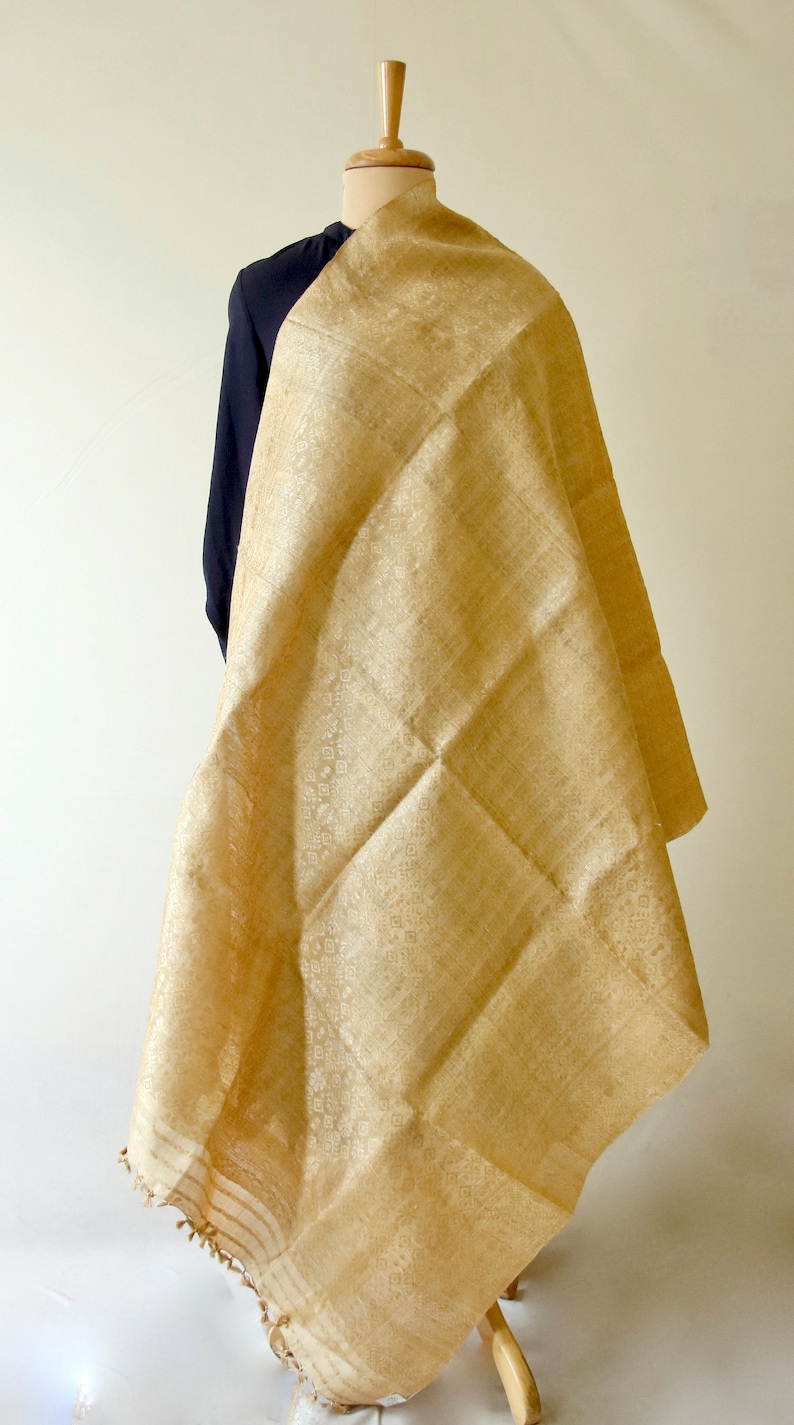 Handwoven Muga Silk Shawl, Traditional Assam Motifs - Etsy
