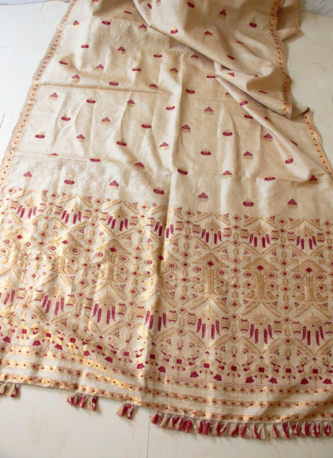 Handloom Traditional Design Muga Silk Saree From Assam , India - Etsy