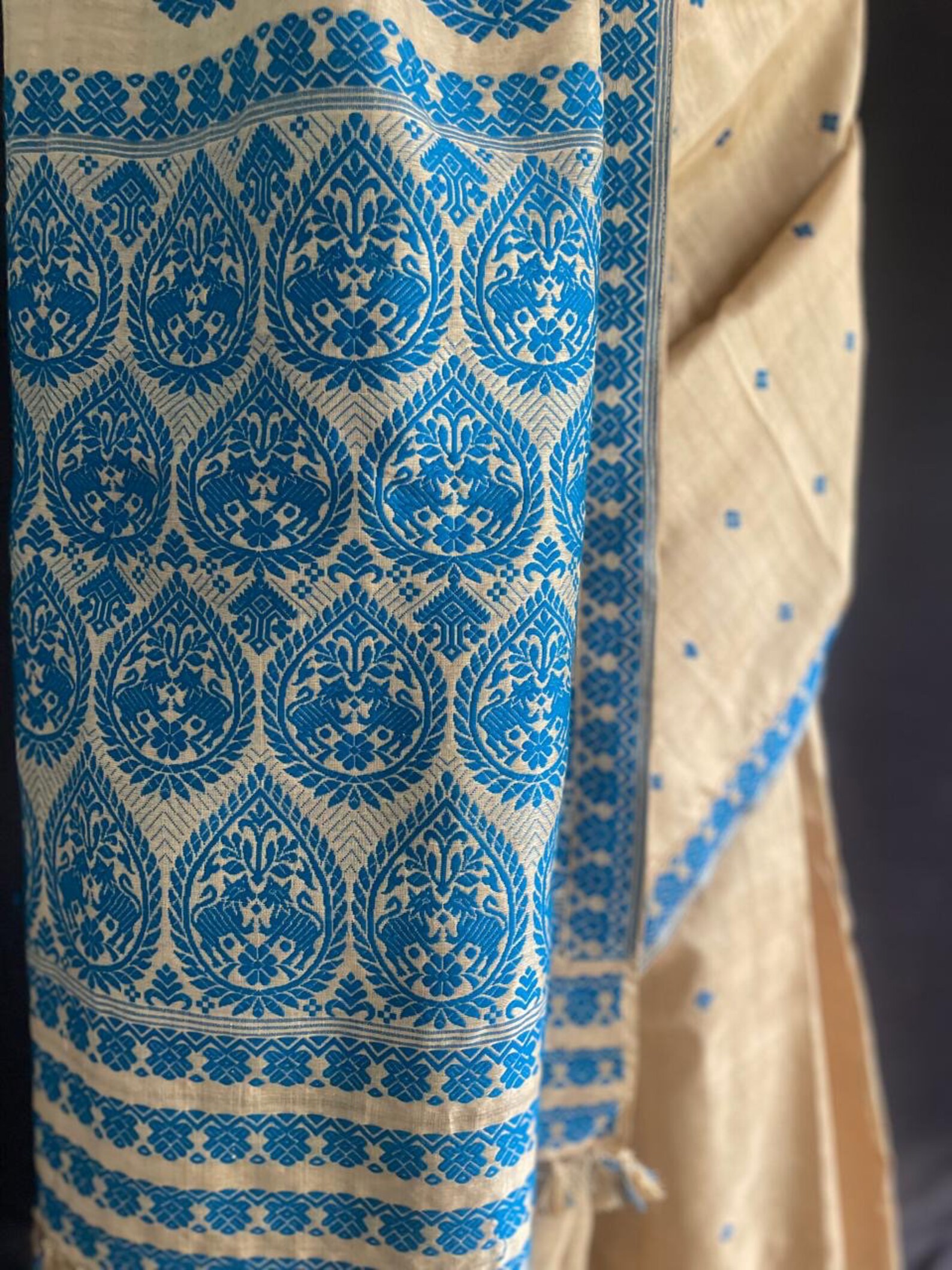 Handloom Classic Traditional Design Muga Silk Saree From Assam , India ...