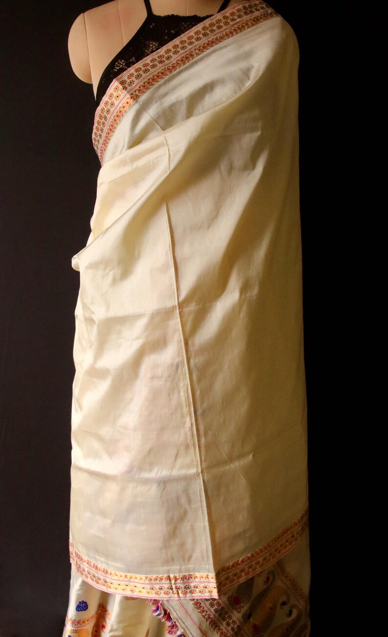 Cream Colour Traditional Pure Silk Mekhela Chador Set From Assam ...