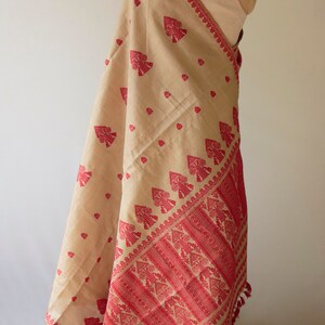 Muga Silk Saree in Classic Red Motifs From Assam , India - Etsy