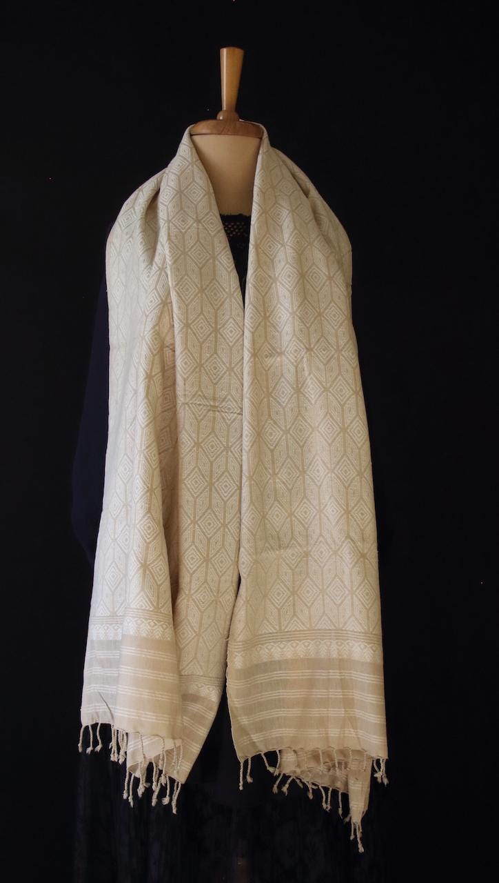 Eri Silk Handwoven Shawl With All Over Motifs From Assam , India - Etsy