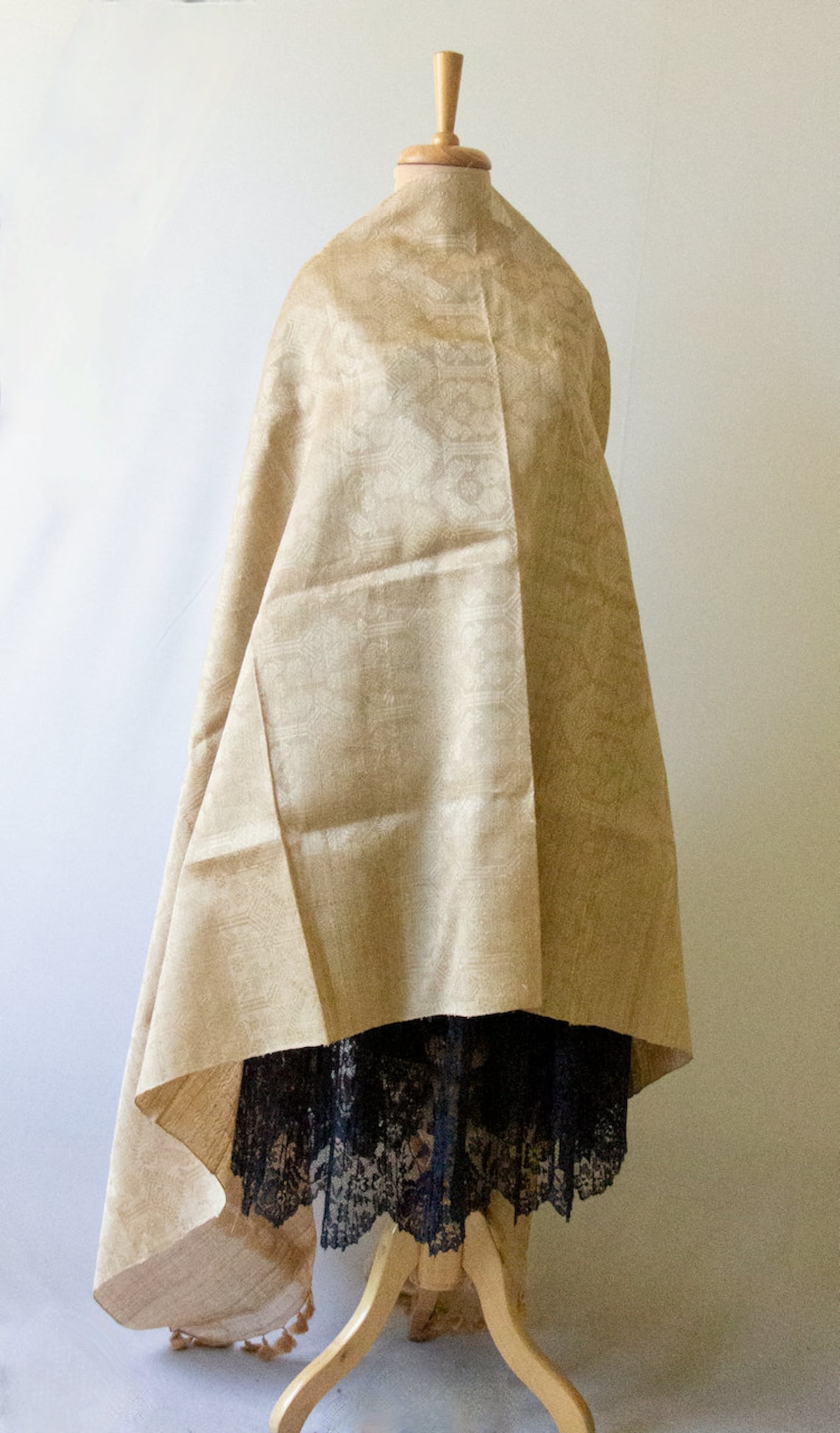 Golden Muga Silk Shawl / Dupatta With All Over Muga Silk Motifs From ...