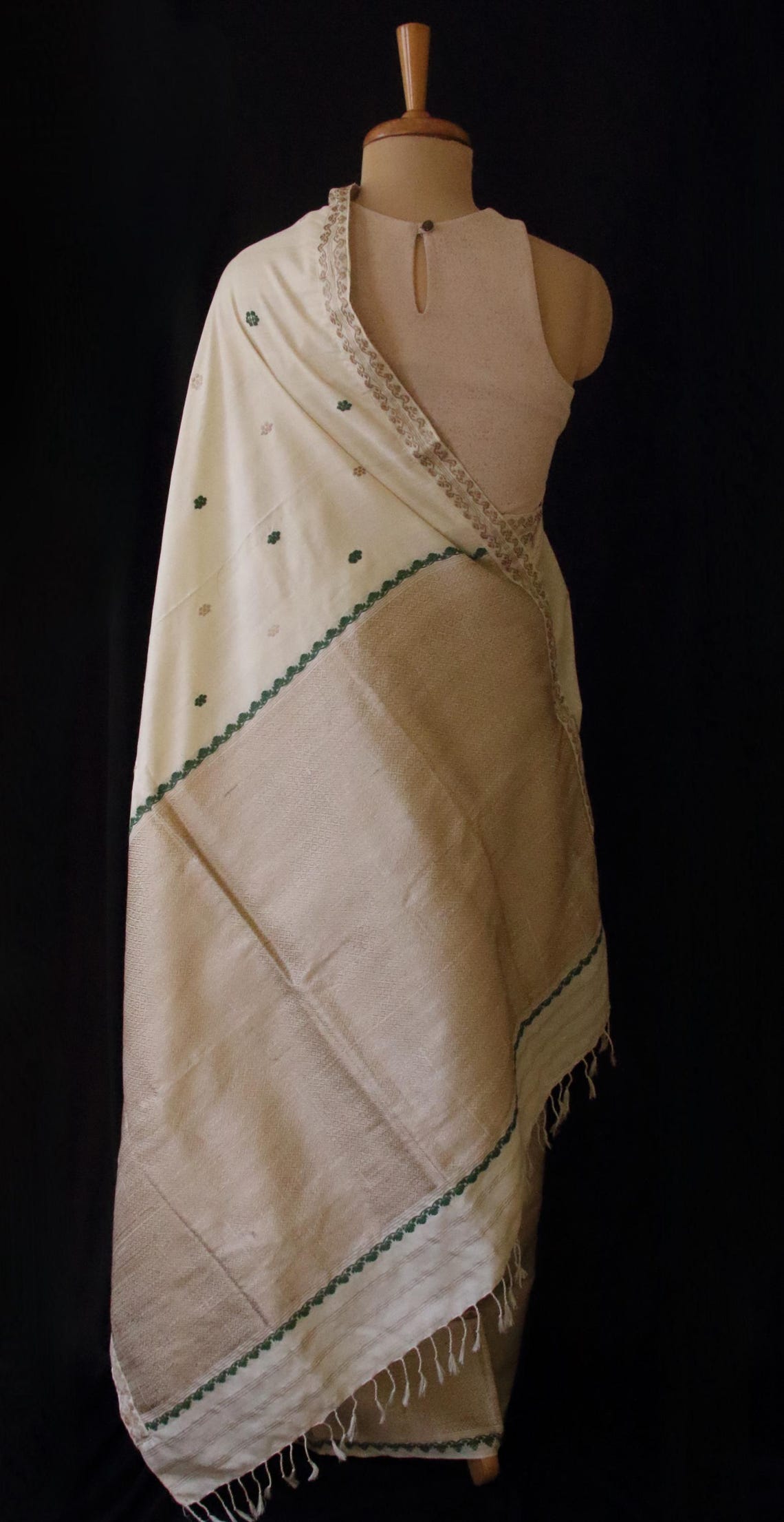 Natural off White Eri Silk Traditional Mekhela Chador Set From Assam ...