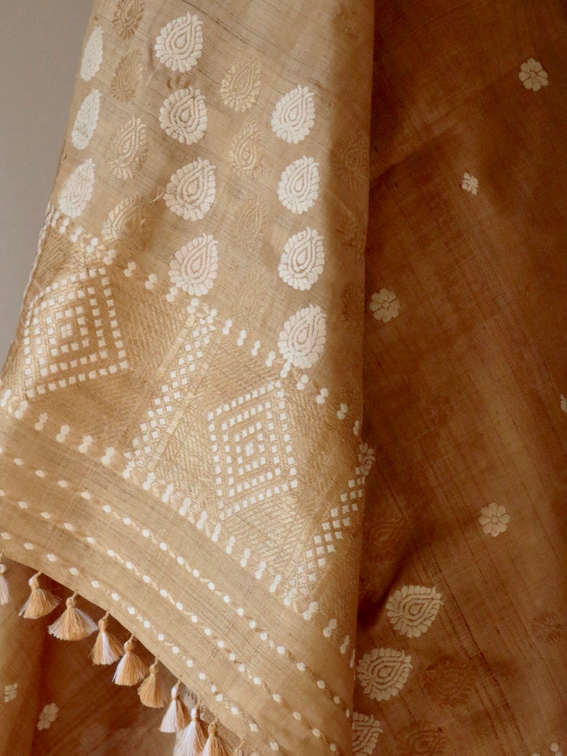 Hand Woven Authentic Muga Silk Shawl / Dupatta With Muga Silk and Eri ...