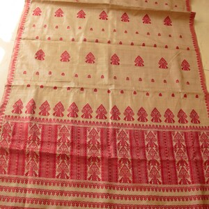 Muga Silk Saree in Classic Red Motifs From Assam , India - Etsy