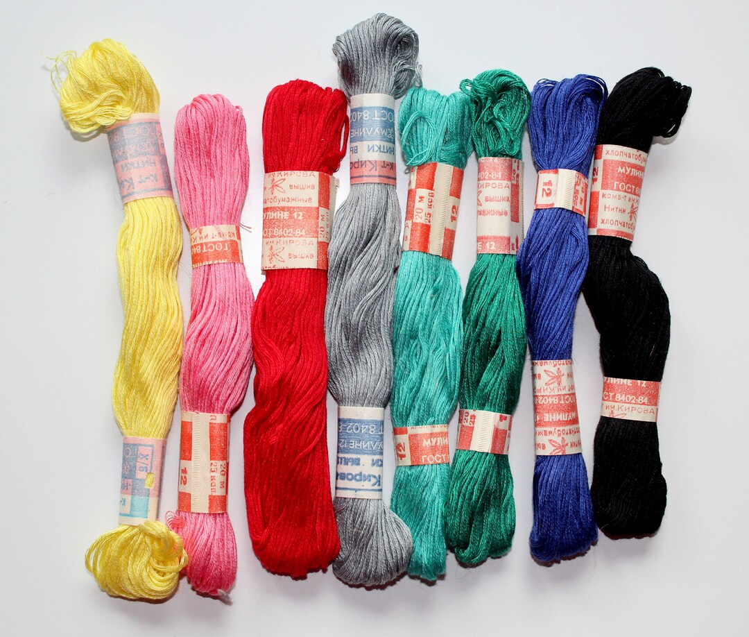 Vintage Mouline Set Embroidery Yarn 1970s Cotton, Waisted Mixed, Made ...