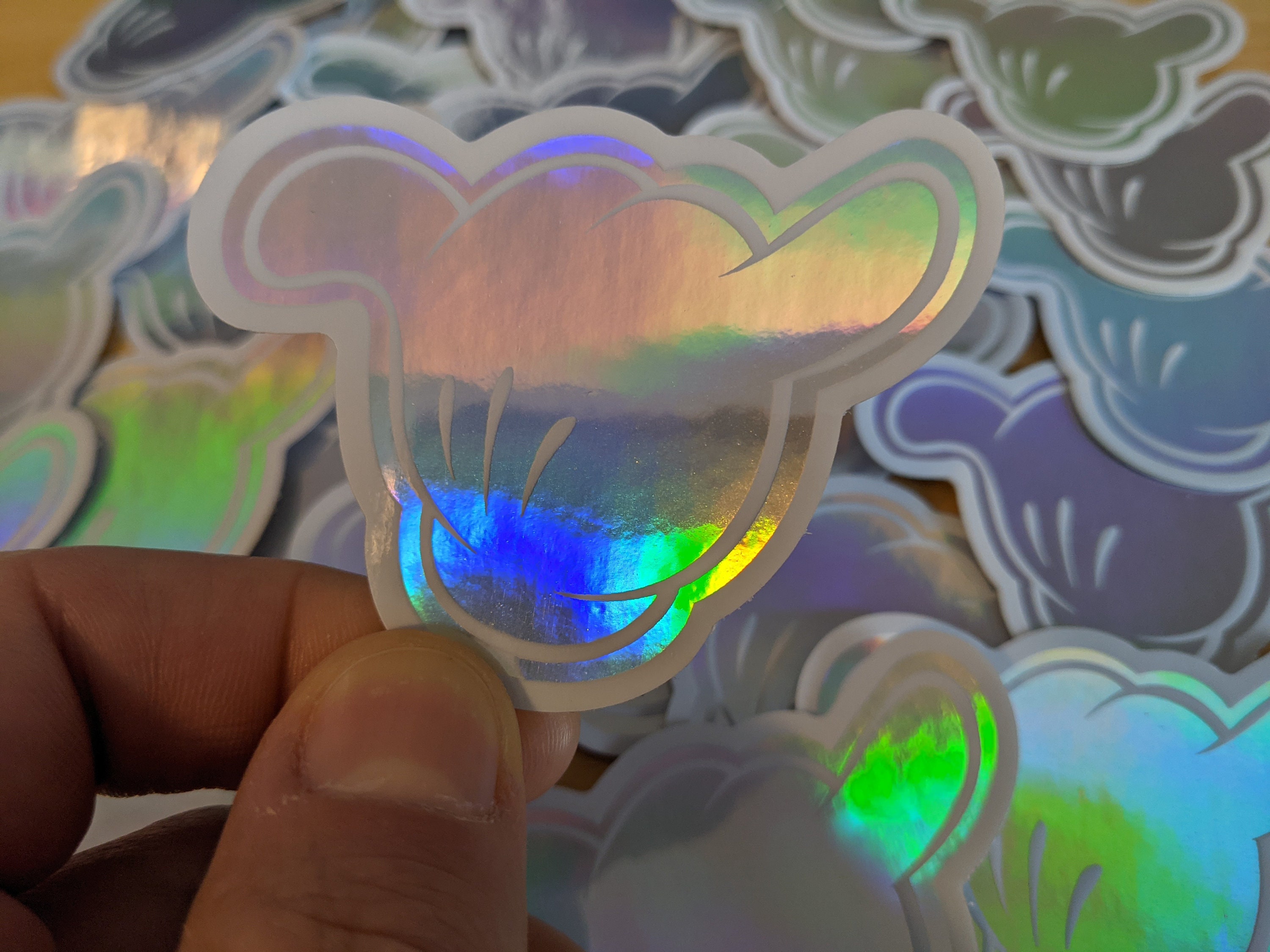 Disney Mickey Mouse Shaka Vinyl Sticker in White Holographic | Etsy