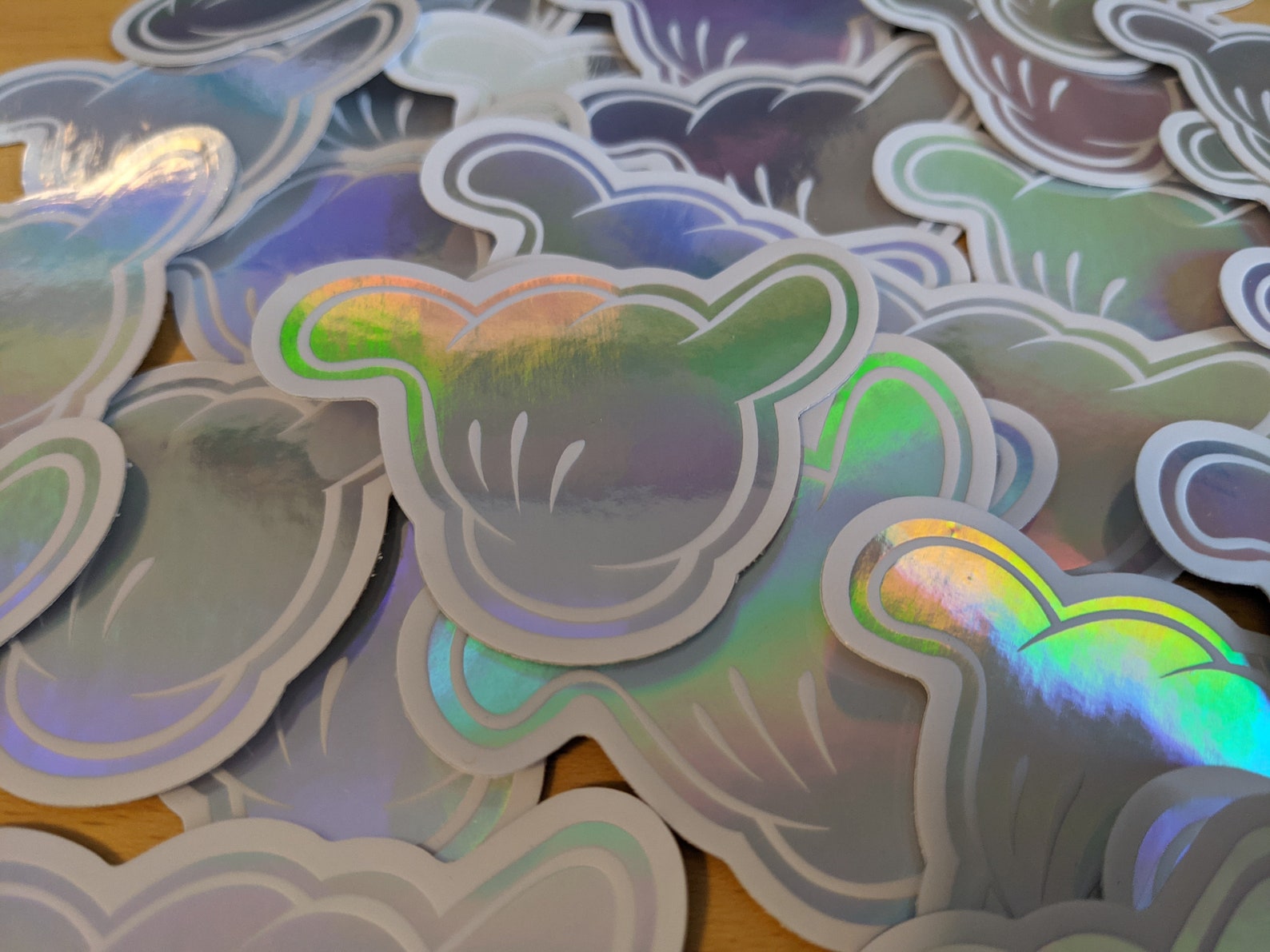 Disney Mickey Mouse Shaka Vinyl Sticker in White Holographic | Etsy