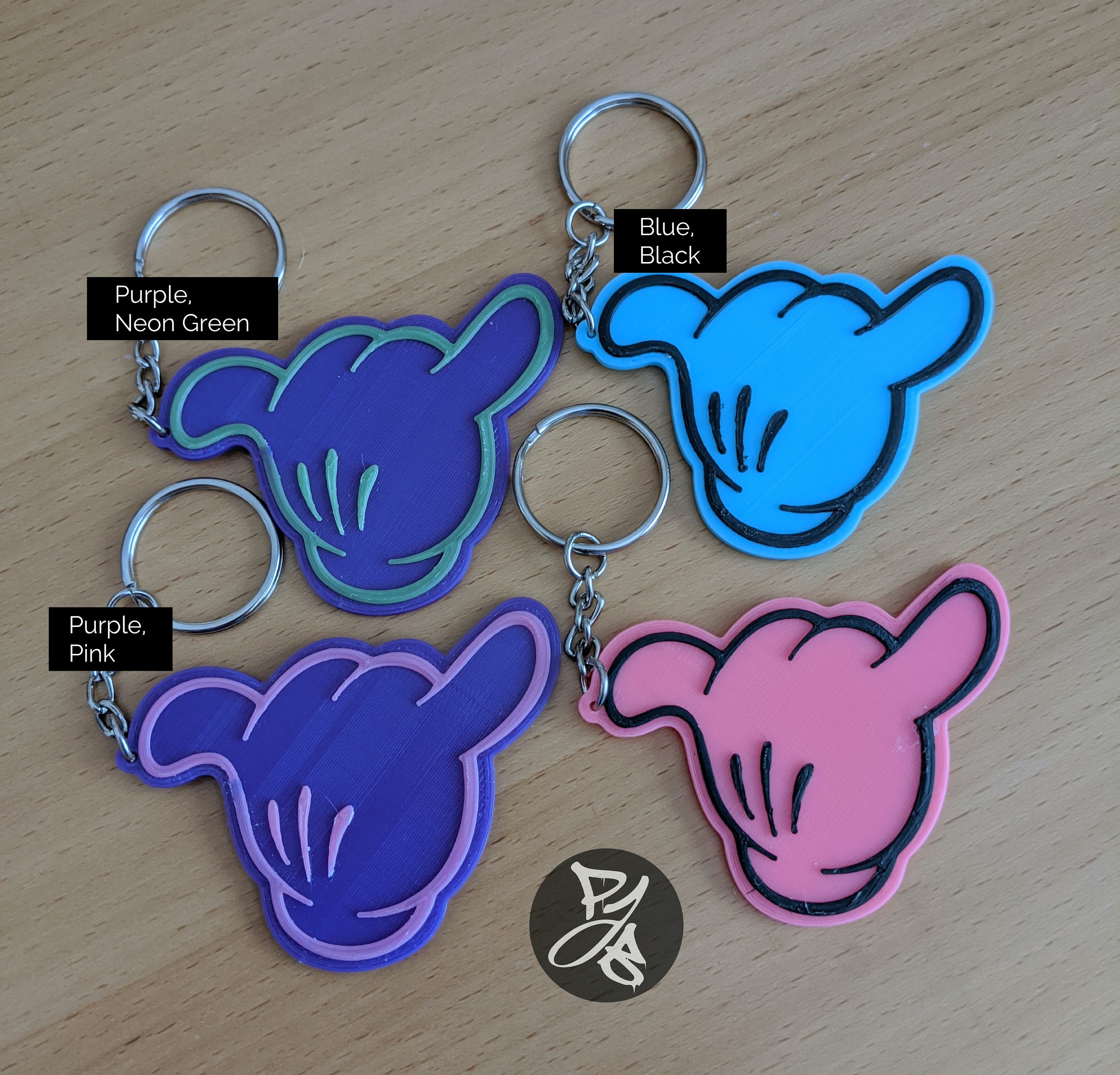 Disney Mickey Mouse Shaka 3d Printed Keychain - Etsy