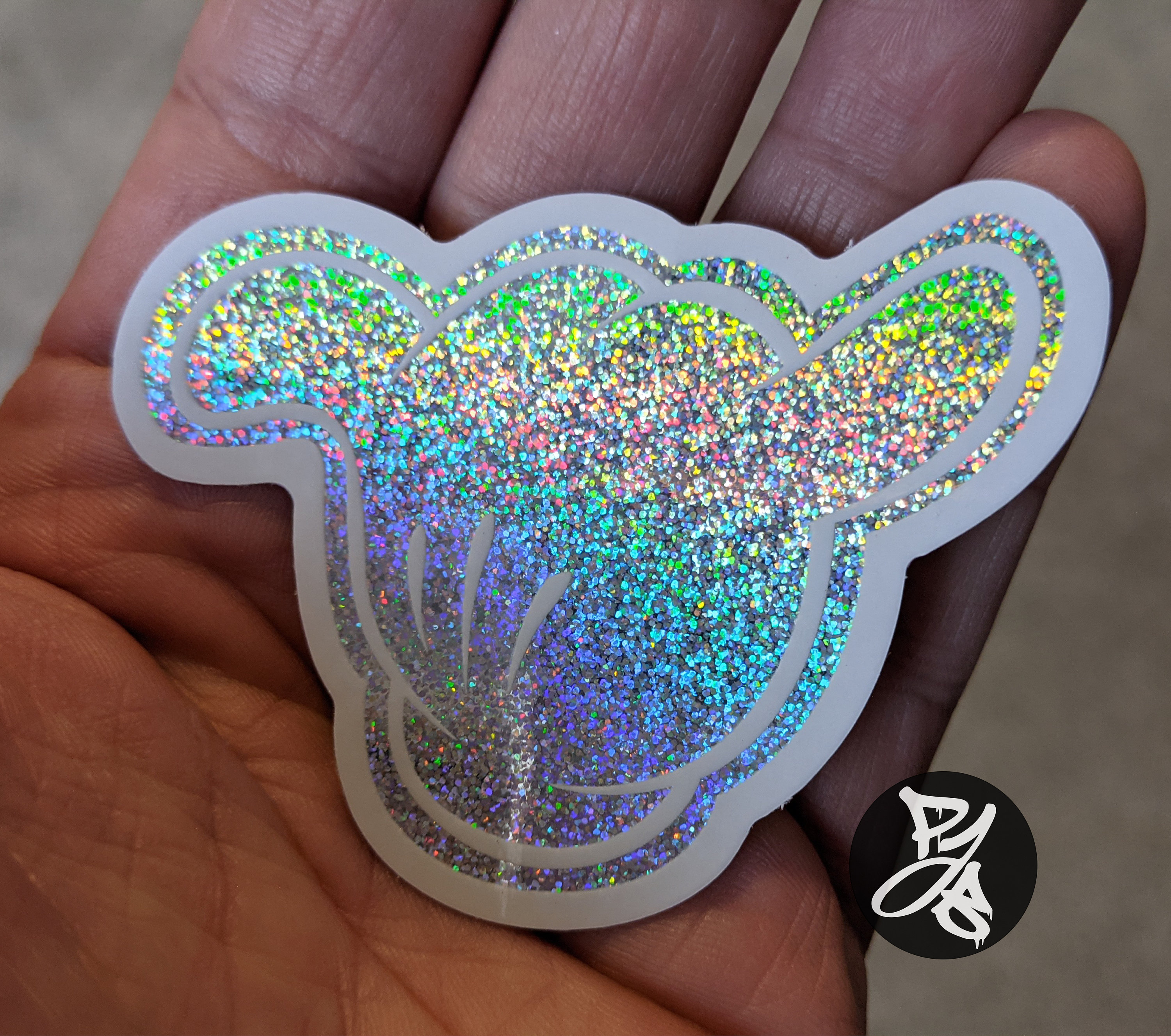 Disney Mickey Mouse Shaka Vinyl Sticker in White Holographic | Etsy