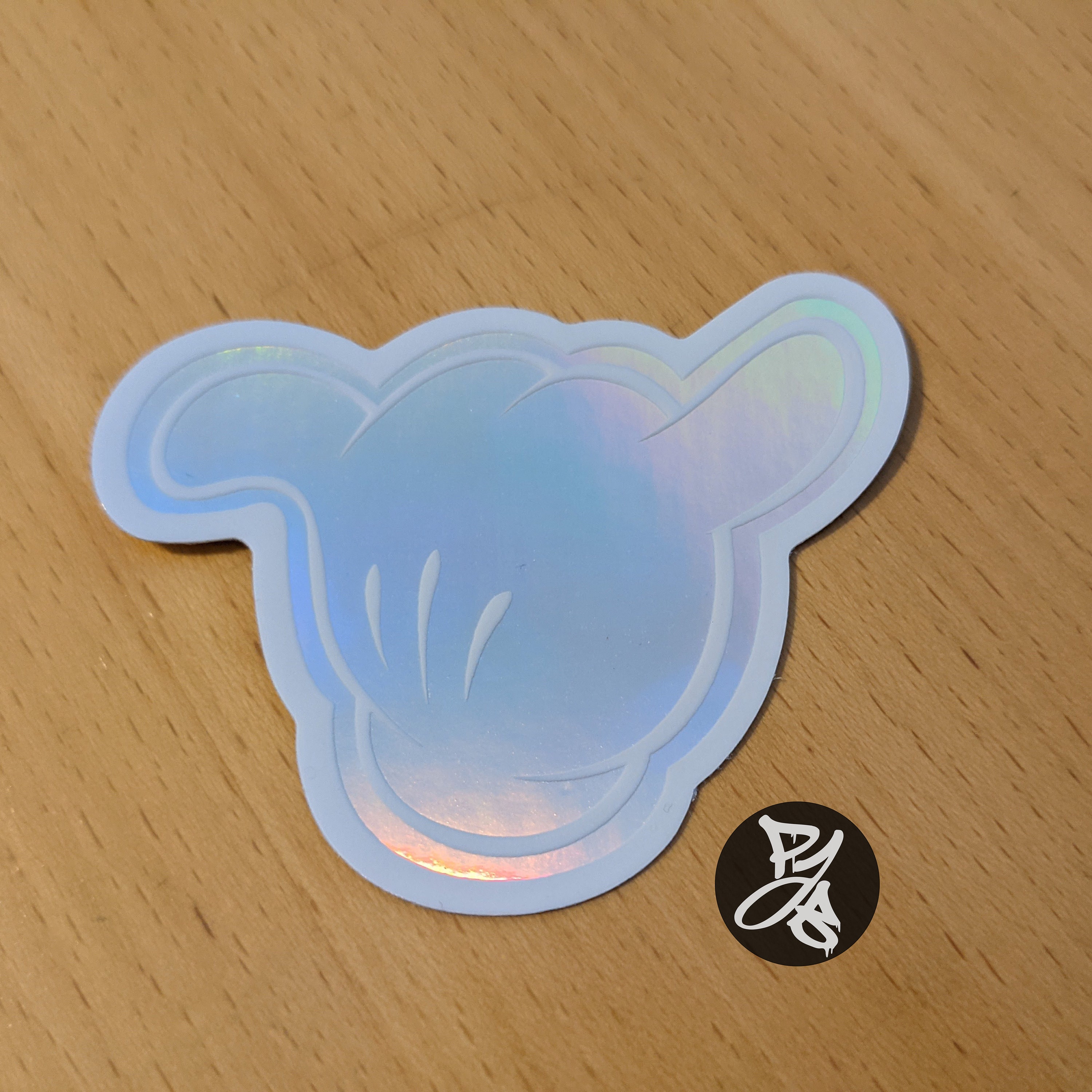 Disney Mickey Mouse Shaka Vinyl Sticker in White Holographic | Etsy
