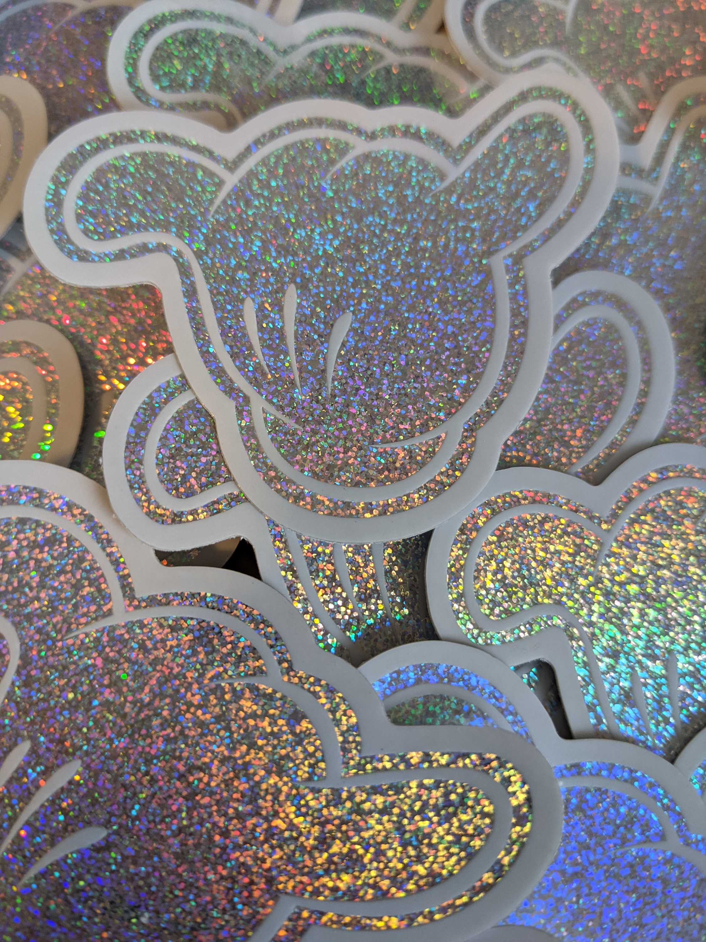 Disney Mickey Mouse Shaka Vinyl Sticker in White Holographic | Etsy