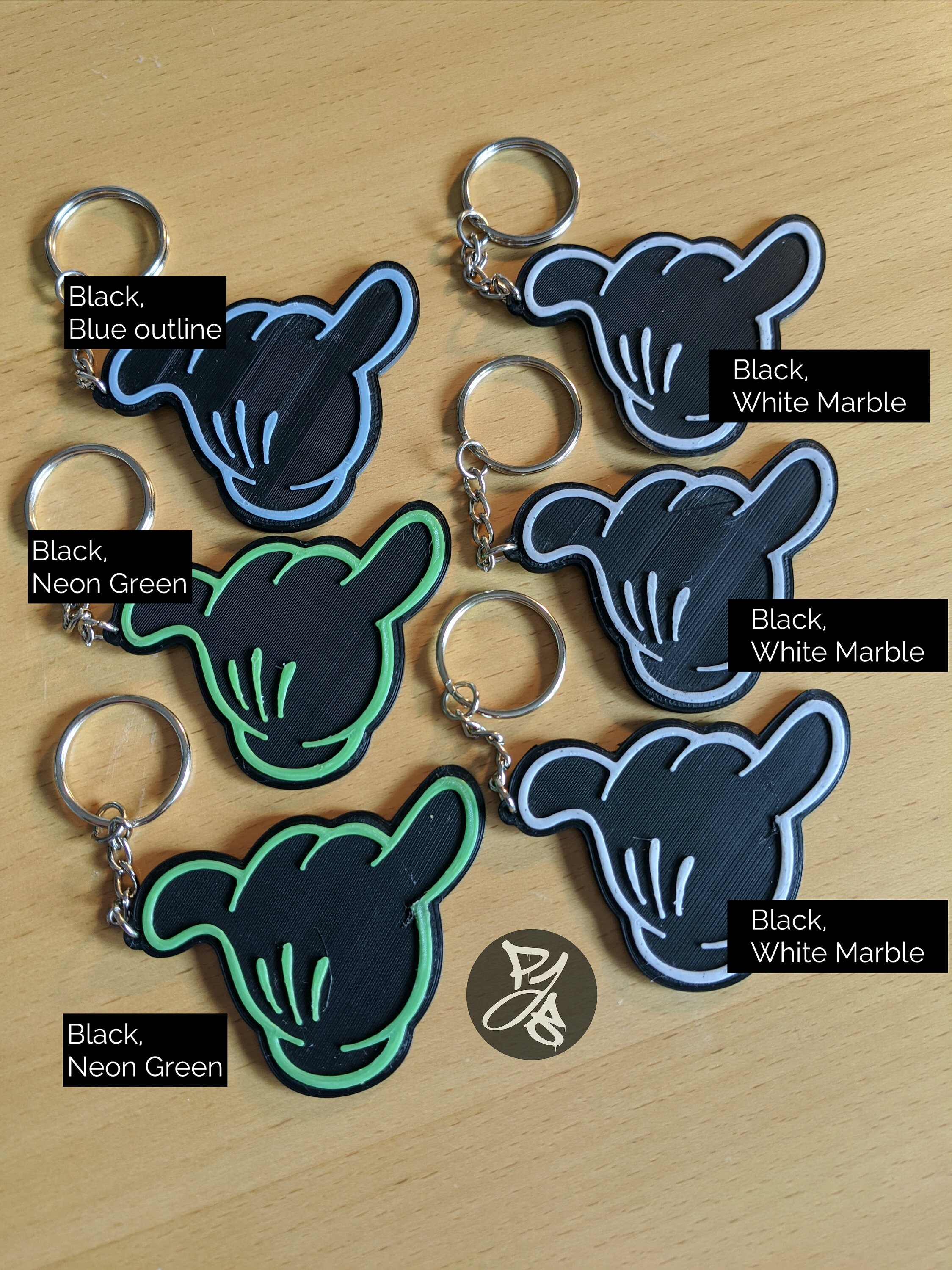 Disney Mickey Mouse Shaka 3d Printed Keychain - Etsy