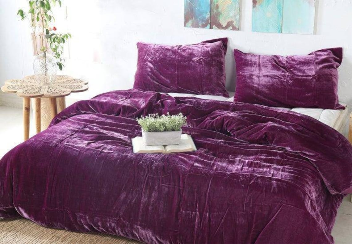 3 Pieces Set Luxury Crushed Velvet Duvet Cover Boho Bedding UO ...