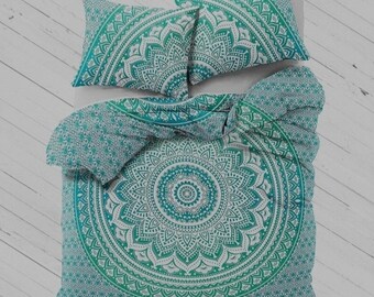 Beautiful Indian Grey and Black Ombre Mandala Full Size Comforter Cover ...