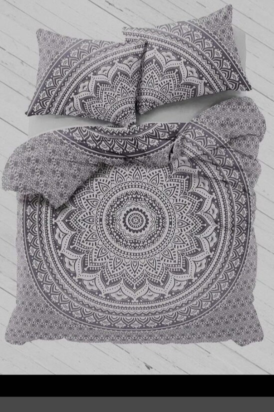 Beautiful Indian Grey and Black Ombre Mandala Full Size Comforter Cover ...