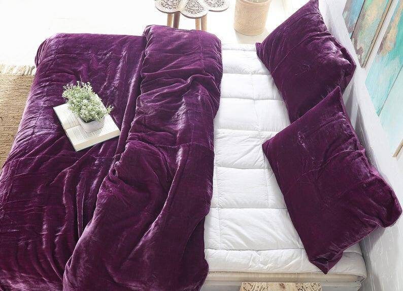 3 Pieces Set Luxury Crushed Velvet Duvet Cover Boho Bedding UO ...