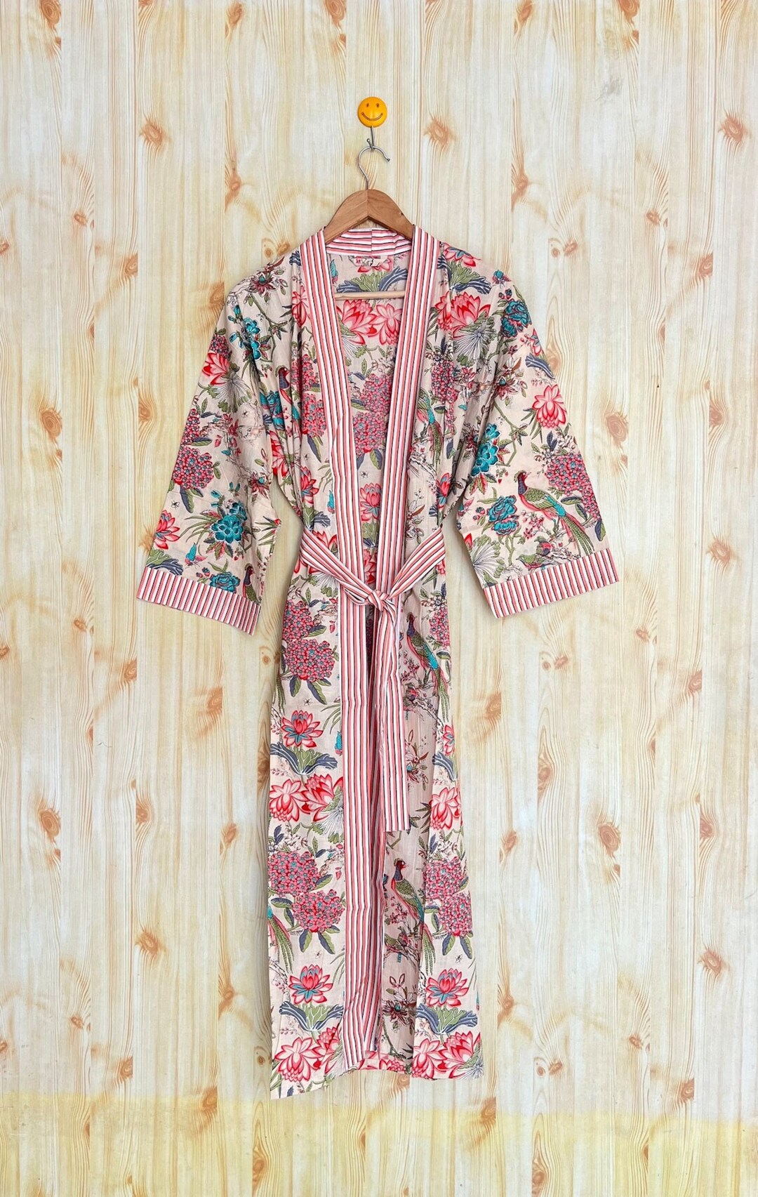 Jungle Print Cotton Kimono Robe Gown, Block Print Bridesmaid Robe ...