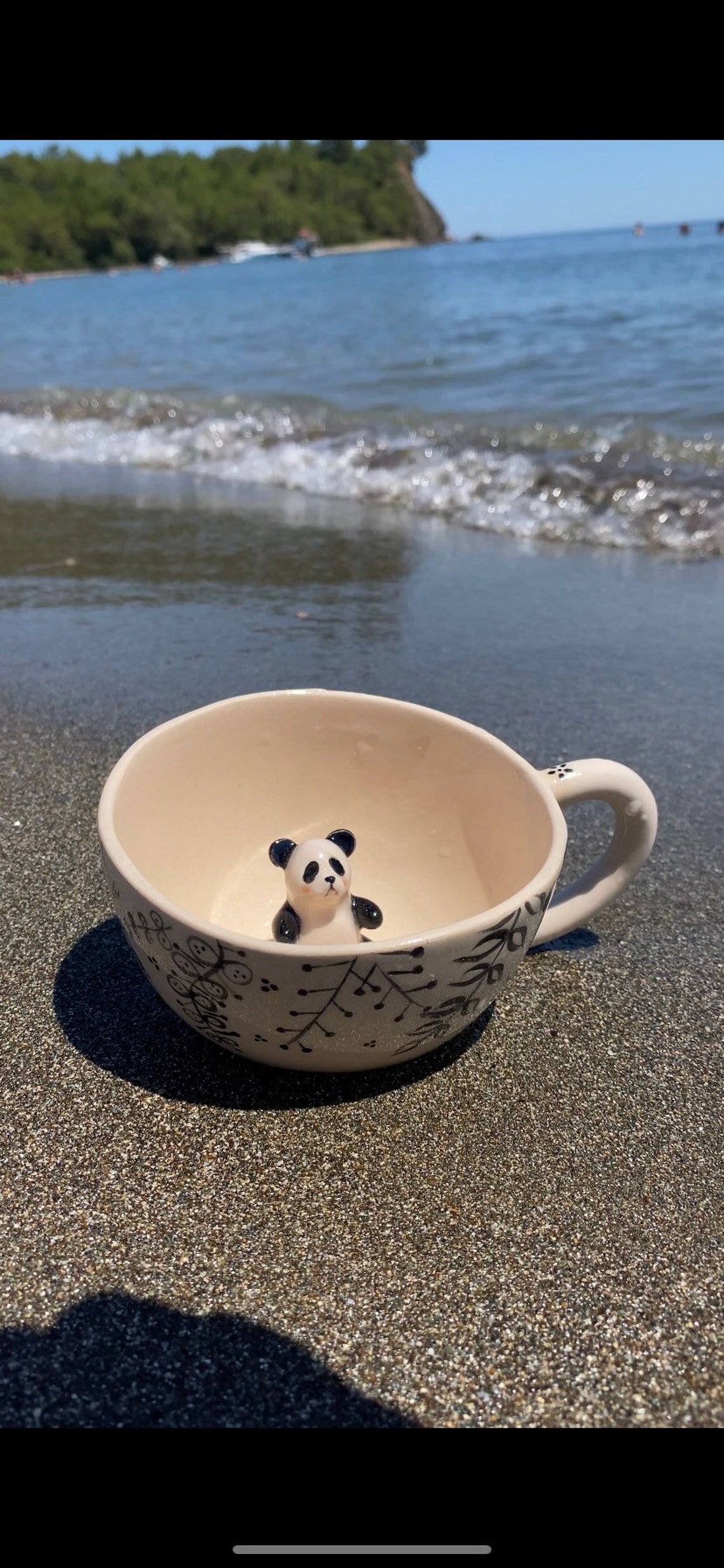 Handmade Pottery Mug, Unique Hand Painted Mug and Saucer, 3d Hidden ...