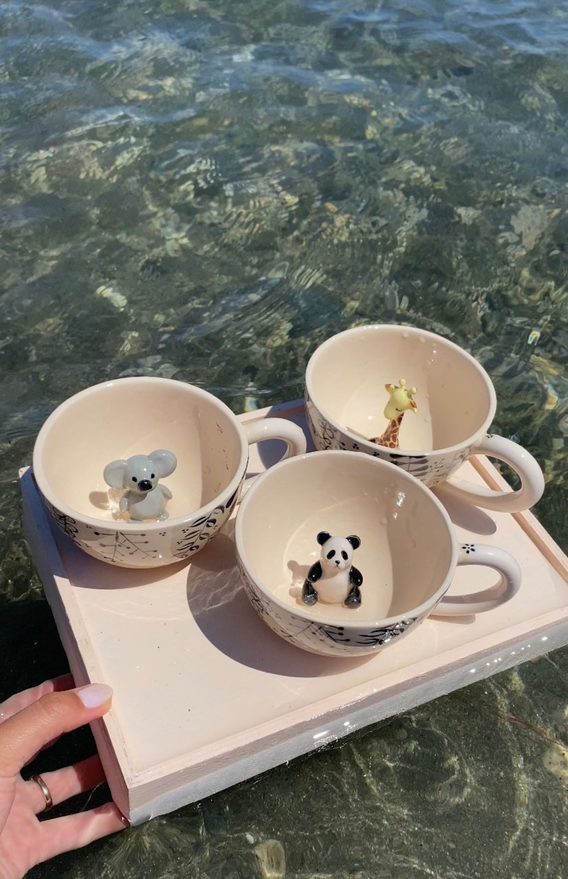 Handmade Pottery Mug, Unique Hand Painted Mug and Saucer, 3d Hidden ...