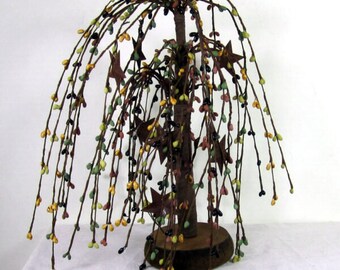 Primitive Burgundy Pip Berry Willow Tree 12 Country Home Decor - Etsy
