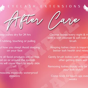 Eyelash Extensions After Care Card - Etsy
