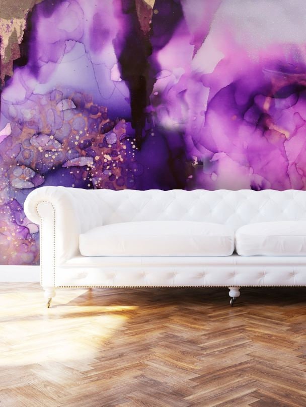 Purple Urchin Wall Mural Removable Wall Mural Peel and Stick - Etsy